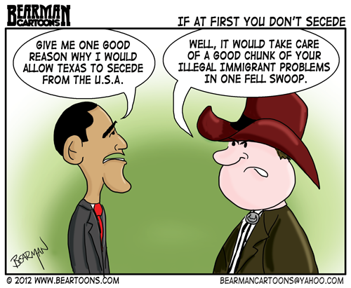 Texas Secedes from United States Cartoon - Bearman Cartoons