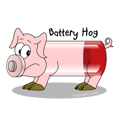 Battery Hog Tshirt - Bearman Cartoons